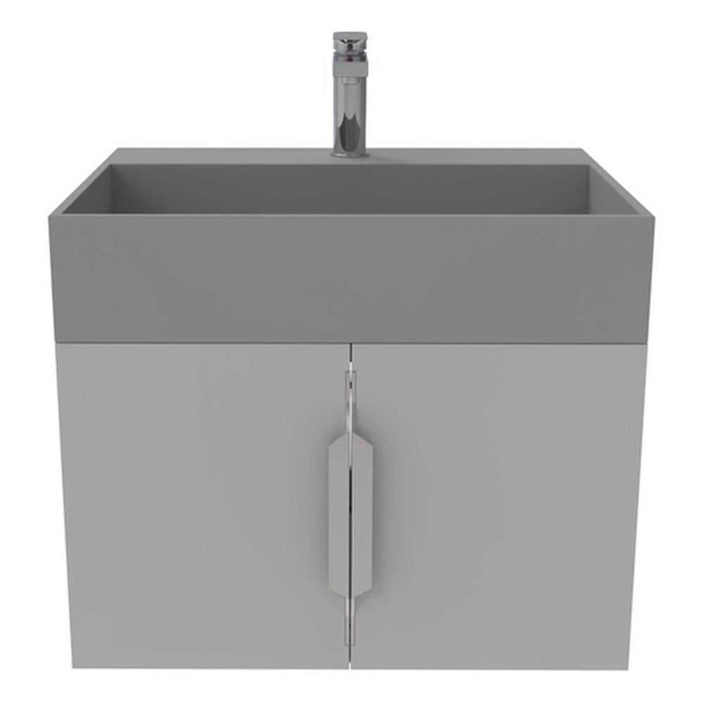 Amazon 24" Gray Wood Floating Vanity with Gray Top and Chrome Trim ...