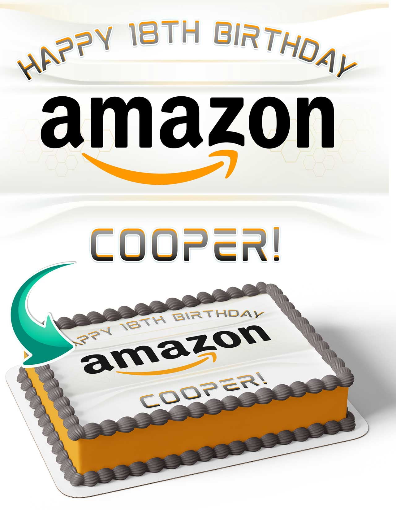 Amazon AMZ1 Edible Image Cake Topper Personalized Birthday Sheet Decal ...