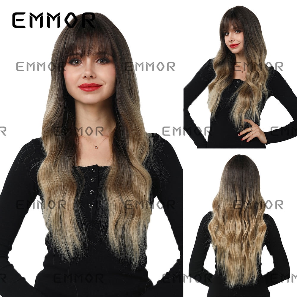 Amazon Foreign Trade European and American Women's Gradient Bangs Brown ...