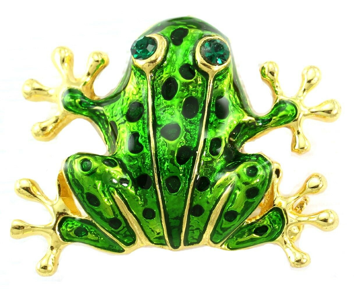 Amazon Frog Toad Animal Dark Green Stone Crystal Costume Brooch Pin ...