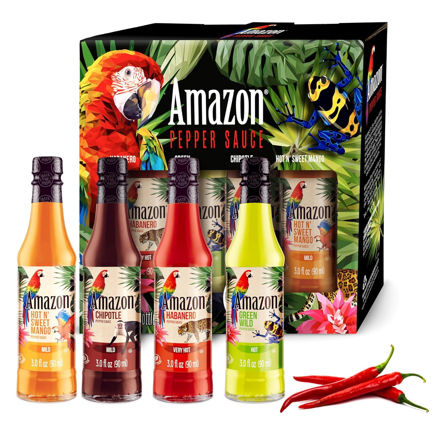 Amazon Pepper Sauce Gift Pack - 4 Hot Sauce Bottles With Habanero Sauce ...
