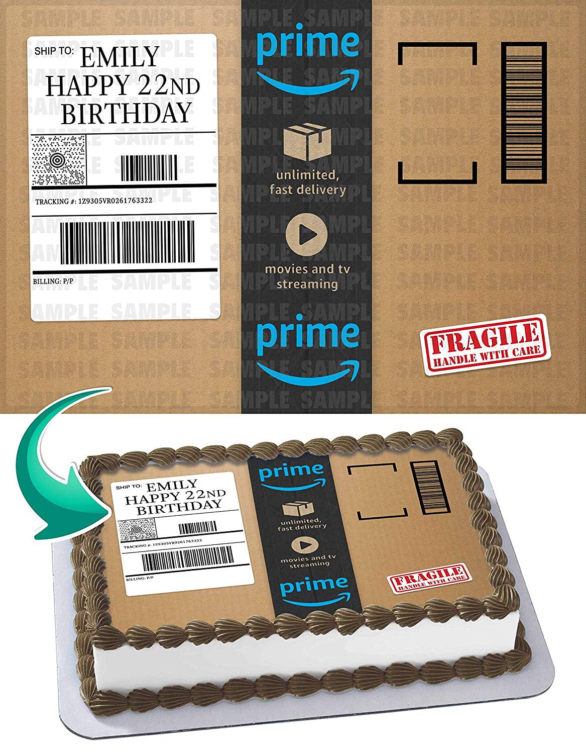 Amazon Prime Edible Cake Image Topper Personalized Picture 1/4 Sheet (8 ...