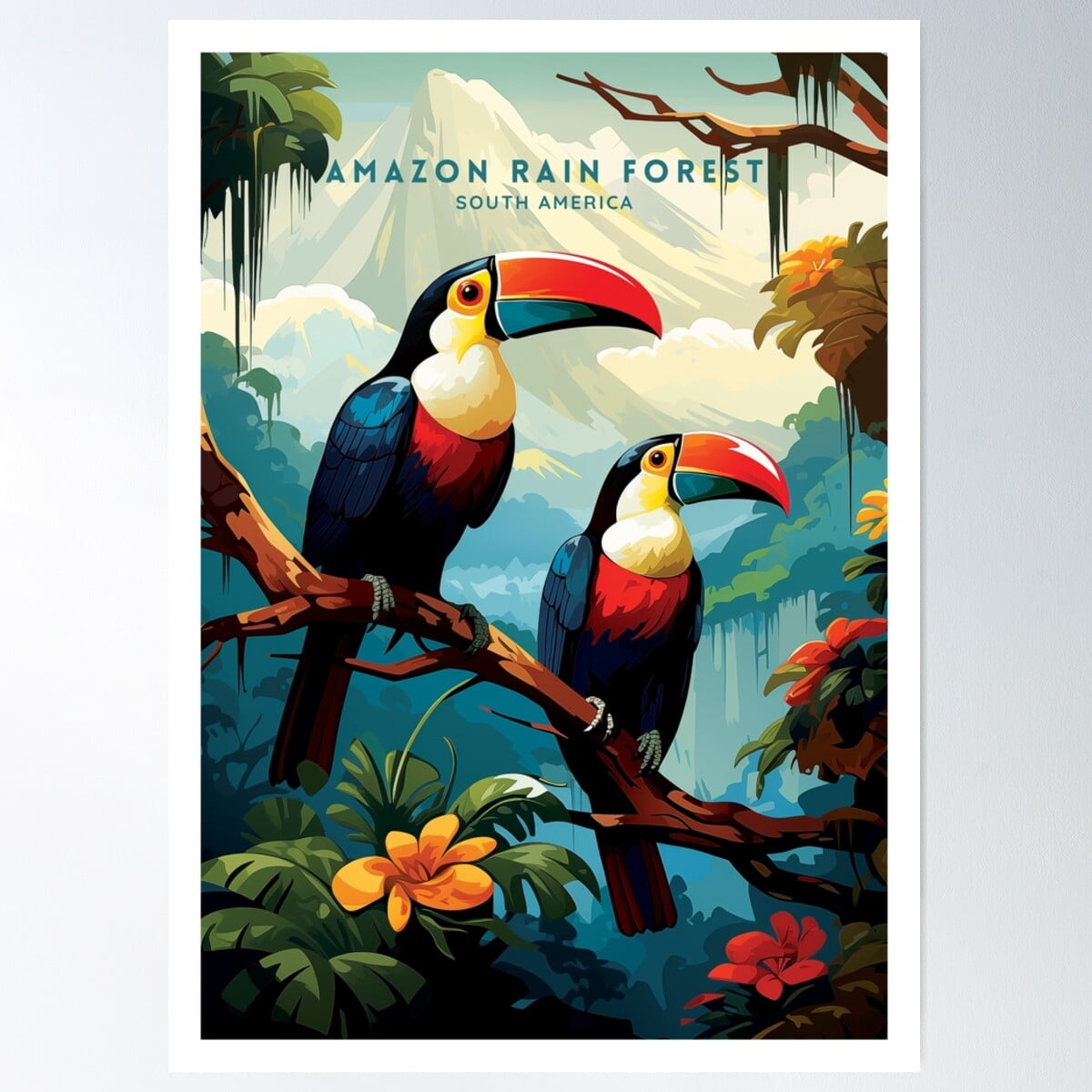 Amazon Rainforest Odyssey: Brazil - Travel Illustration Poster Wall Art ...
