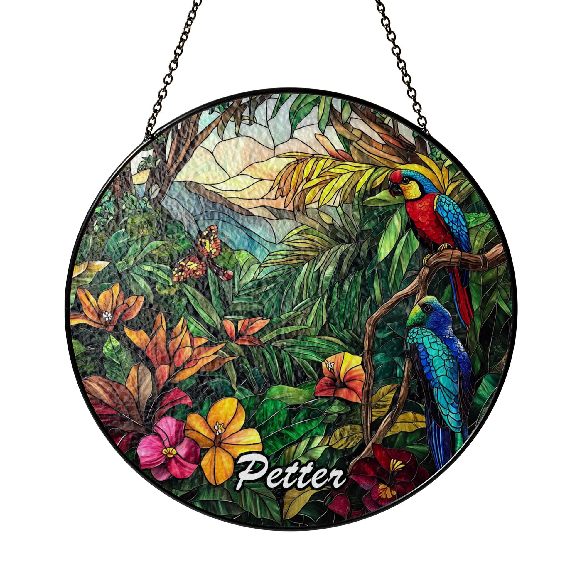 Amazon Rainforest Stained Glass Suncatcher - Custom Name Brazil/Peru ...