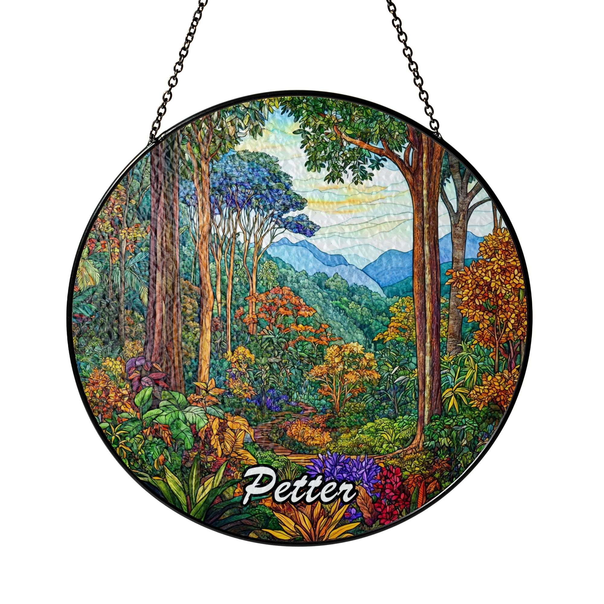 Amazon Rainforest Stained Glass Suncatcher - Custom Name Brazil/Peru ...