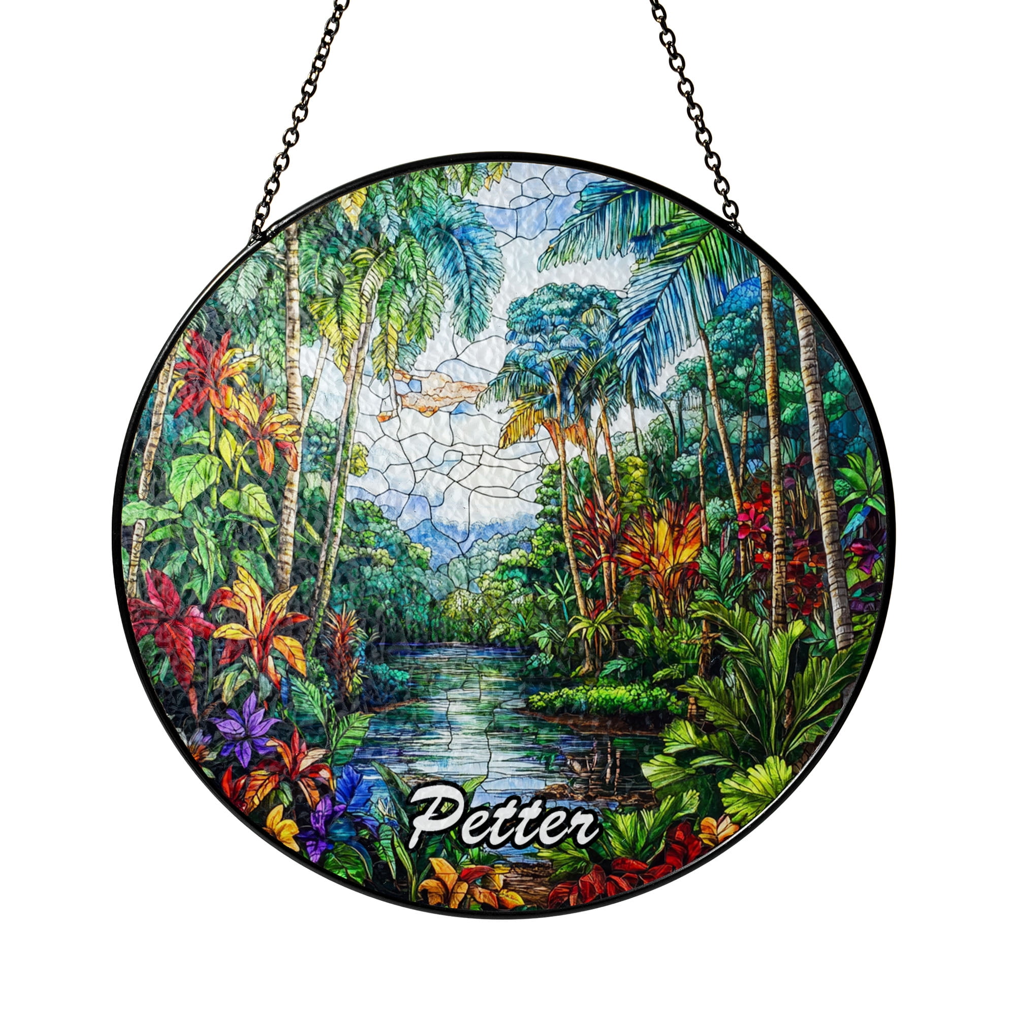 Amazon Rainforest Stained Glass Suncatcher - Custom Name Brazil/Peru ...