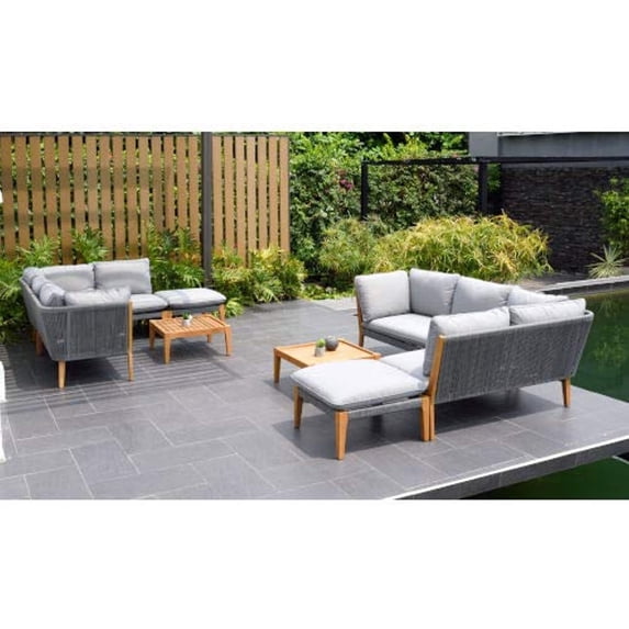 Amazonia 8pc Teak Finish Patio Seating Set with Cushions - Walmart.com