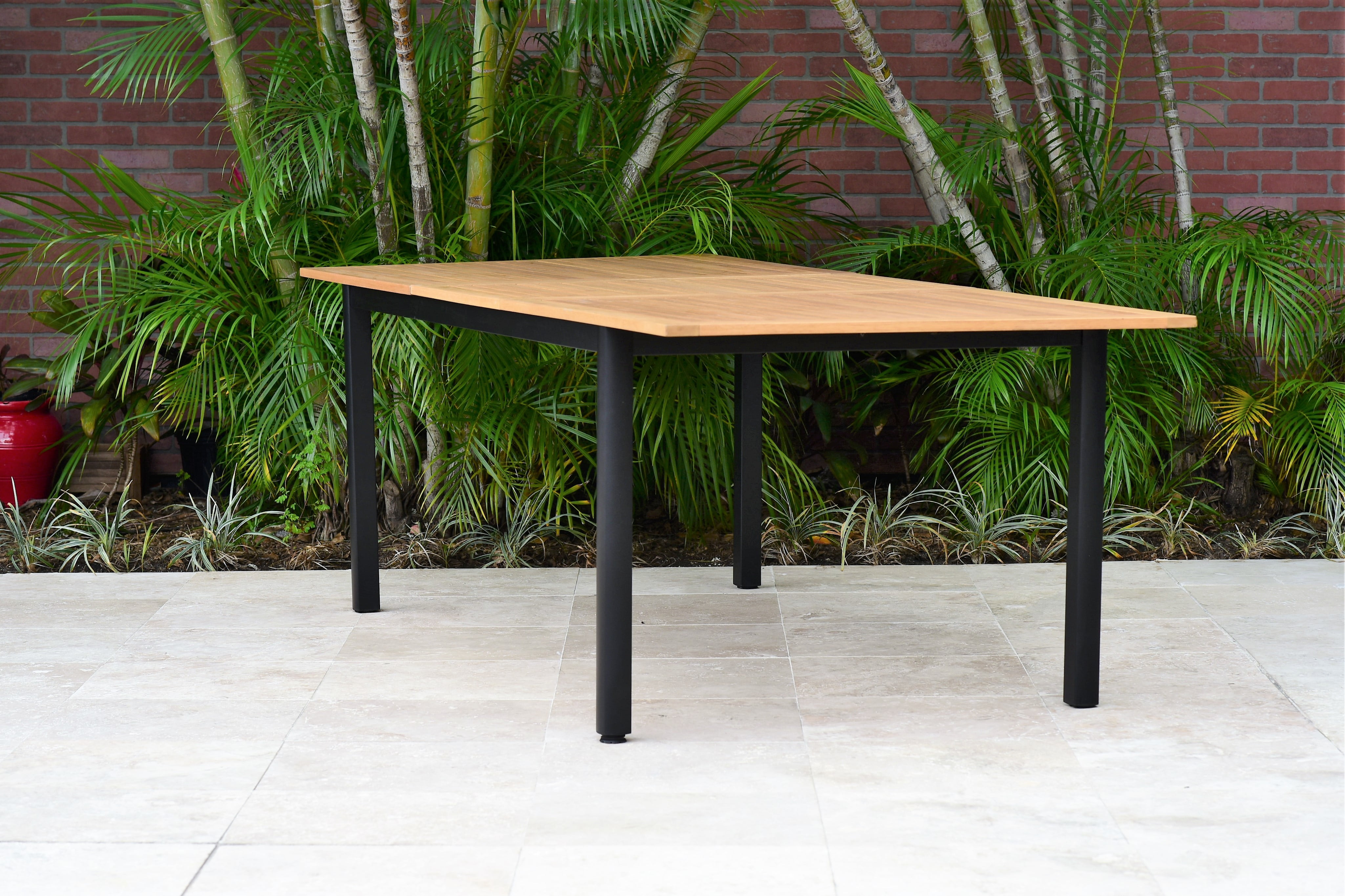 Amazonia 94.9" Aluminum Extendable Outdoor Dining Table, Teak - Walmart.com