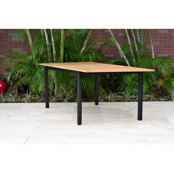 Amazonia 94.9" Aluminum Extendable Outdoor Dining Table, Teak - Walmart.com