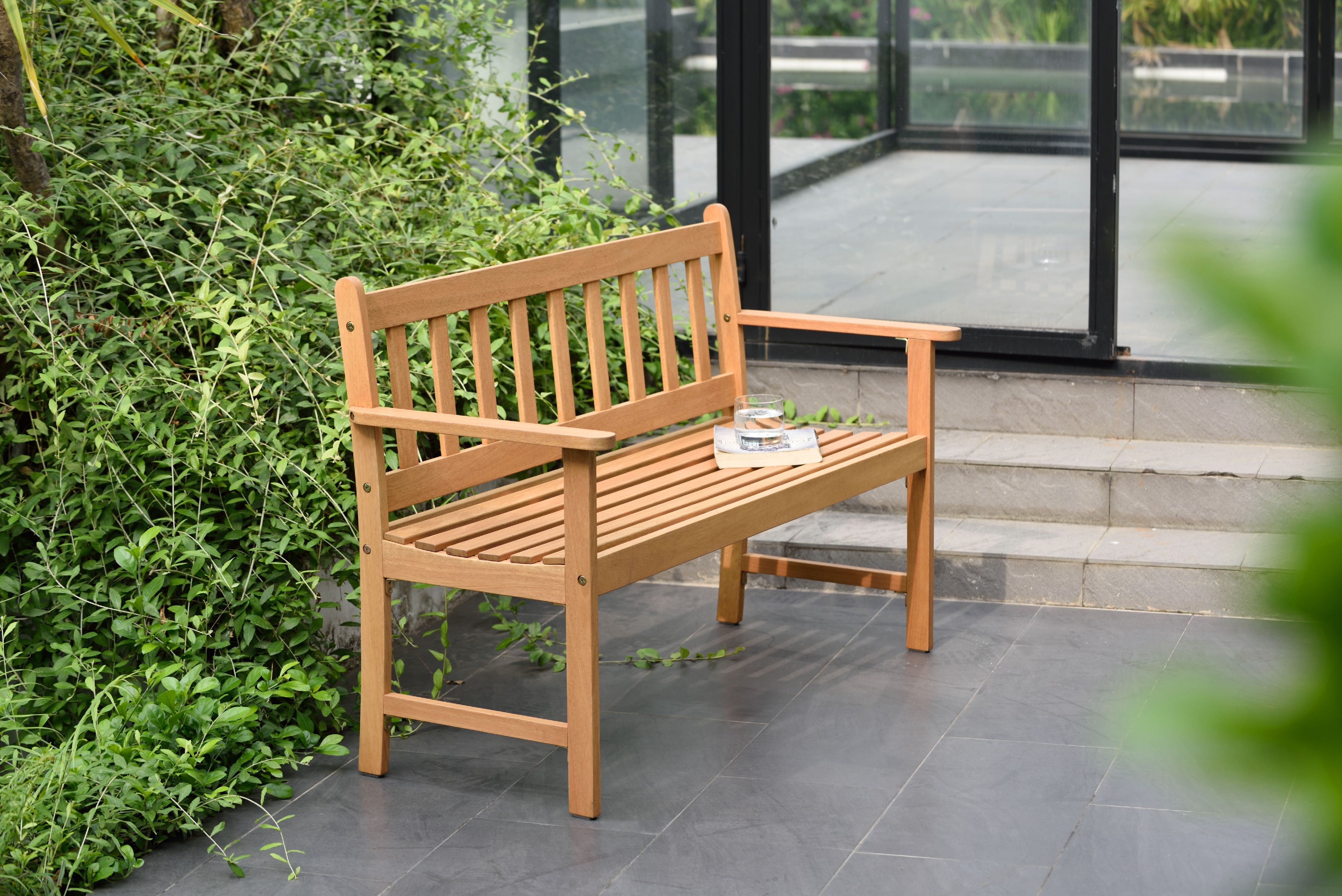 Amazonia Bliss Teak Finish 2-Seat Patio Bench, Brown - Walmart.com