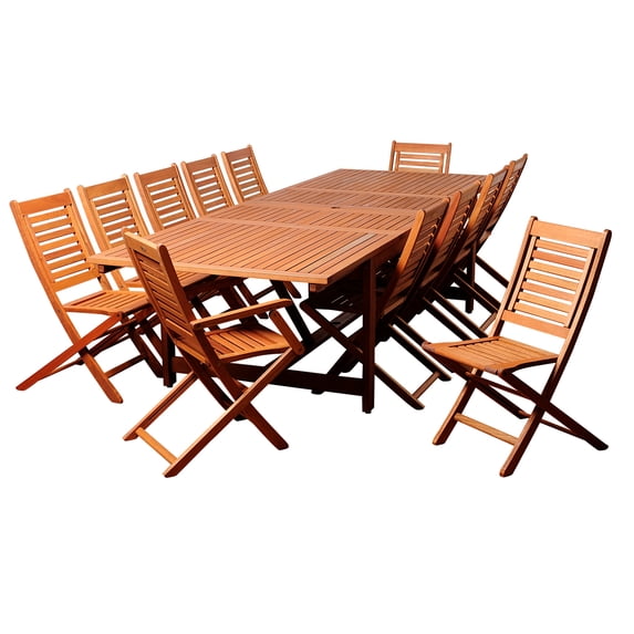 Amazonia Brandon 13-Piece Solid Wood 100% FSC Rectangular Patio Dining ...