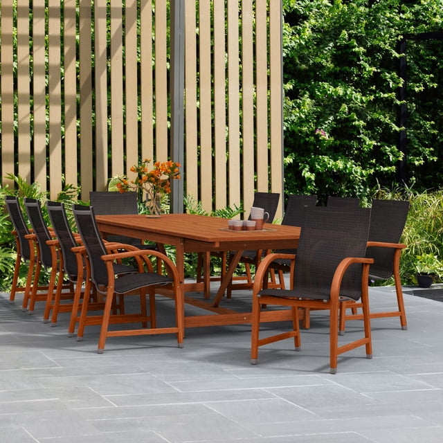 Amazonia Damon 11-Piece Outdoor Furniture, Expandable Dining Set, Solid ...