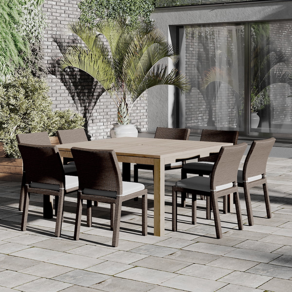 Amazonia Horizon 9-Piece Teak Wood 100% FSC Patio Dining Set - Walmart.com