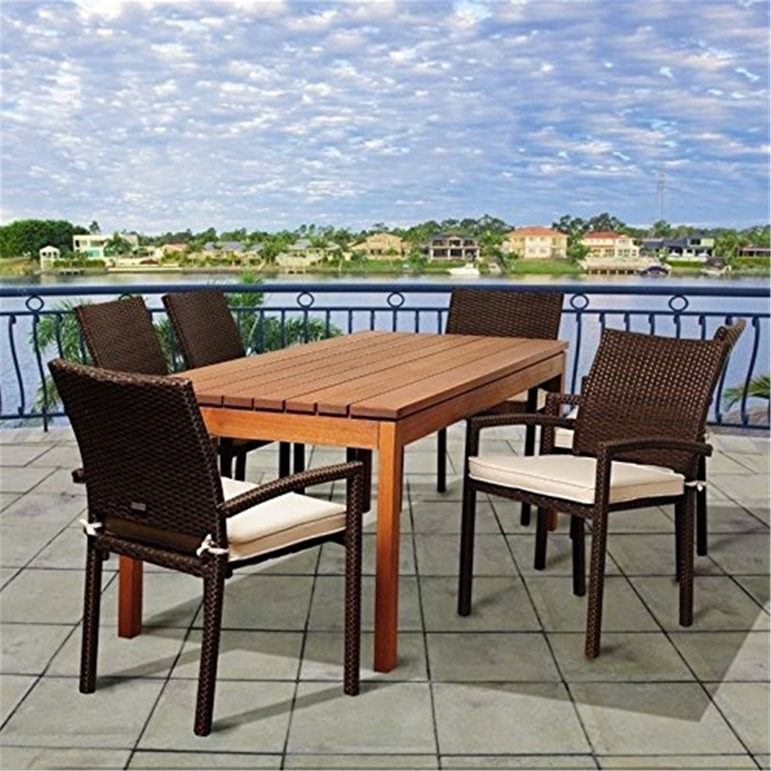 Amazonia Maynard 7-Piece Solid Wood 100% FSC Patio Dining Set w ...