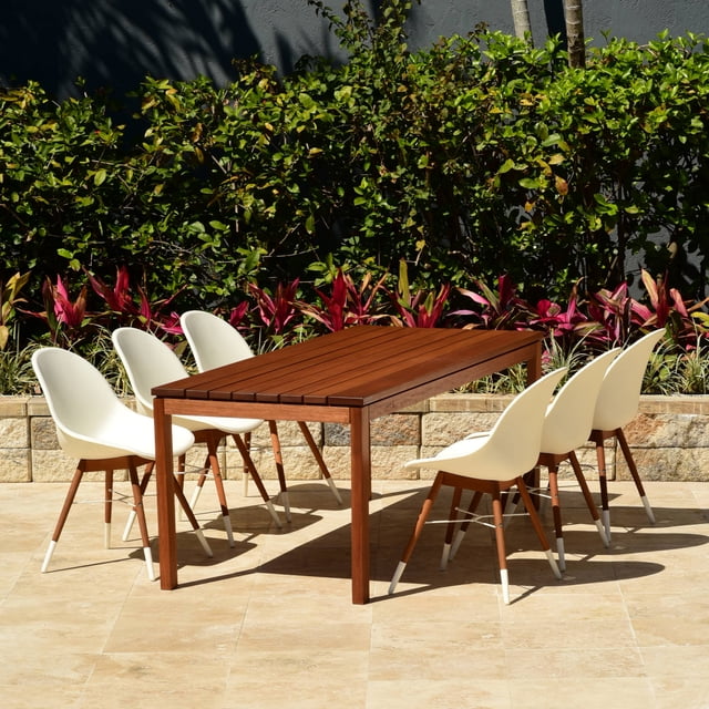Amazonia Mirko Wood 7 Pieces Round Rectangular Dining Set, Seating ...