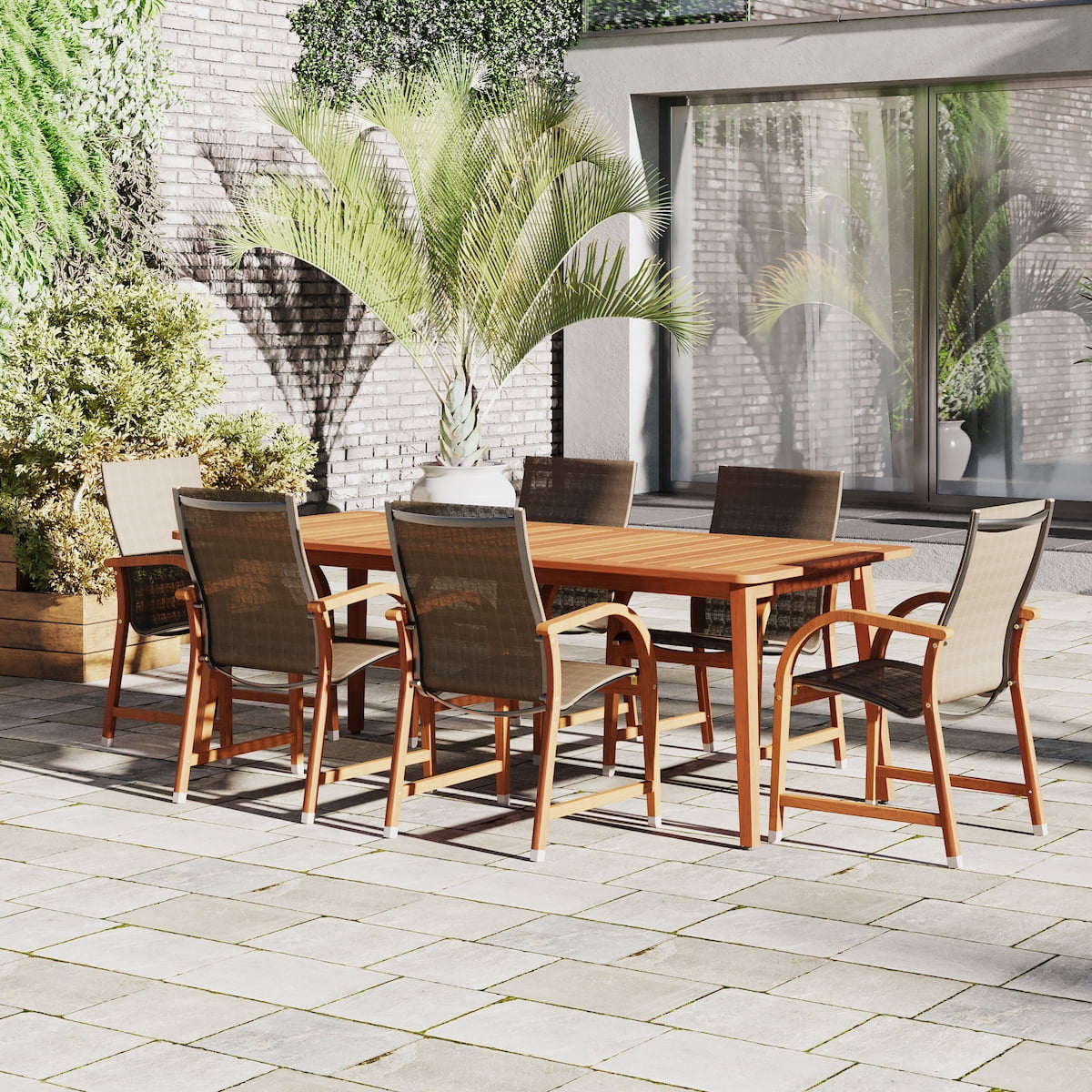 Amazonia Rooftop Serenity 7-Piece Solid Wood 100% FSC Patio Dining Set ...