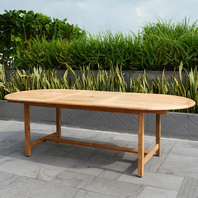 Amazonia Sandy-Bay 100% FSC Teak Extendable Oval Dining Table - Walmart.com