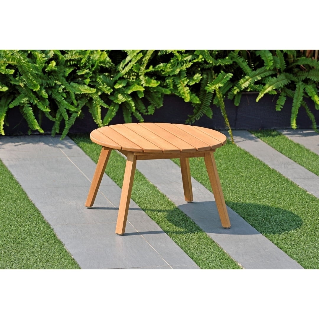 Amazonia Zanzibar Round Side Table with Teak Finish - 13'' H x 20'' L x ...