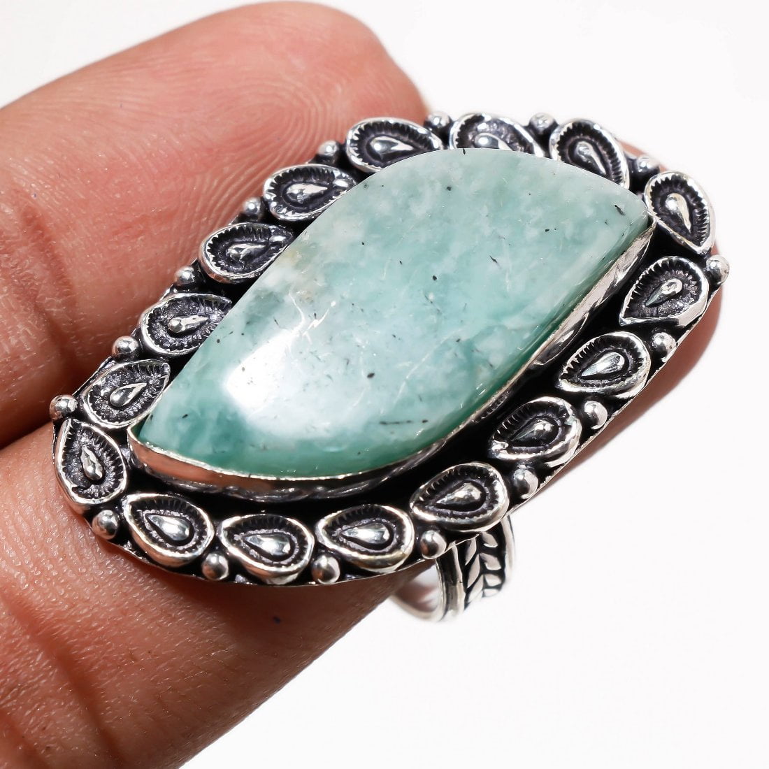 Amazonite Gemstone Ring Handmade Unique Thanksgiving Gift Jewelry 8.75 ...