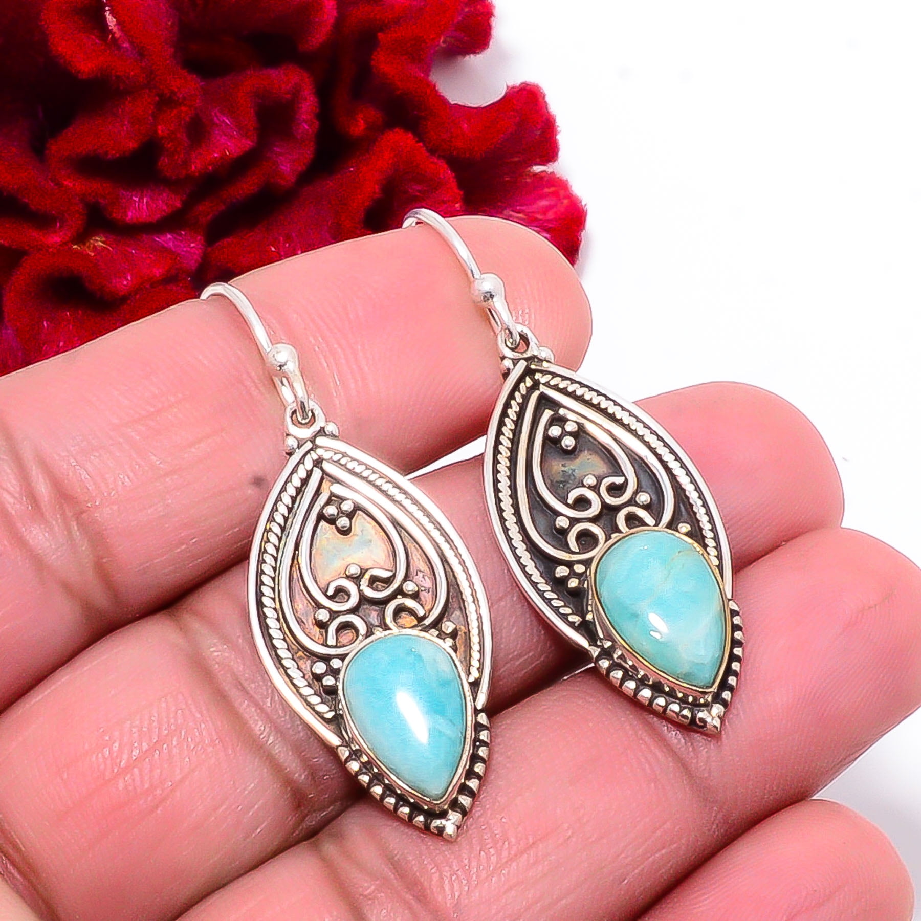 Amazonite - Peru Gemstone Designer Handmade 925 Sterling Silver Earring ...