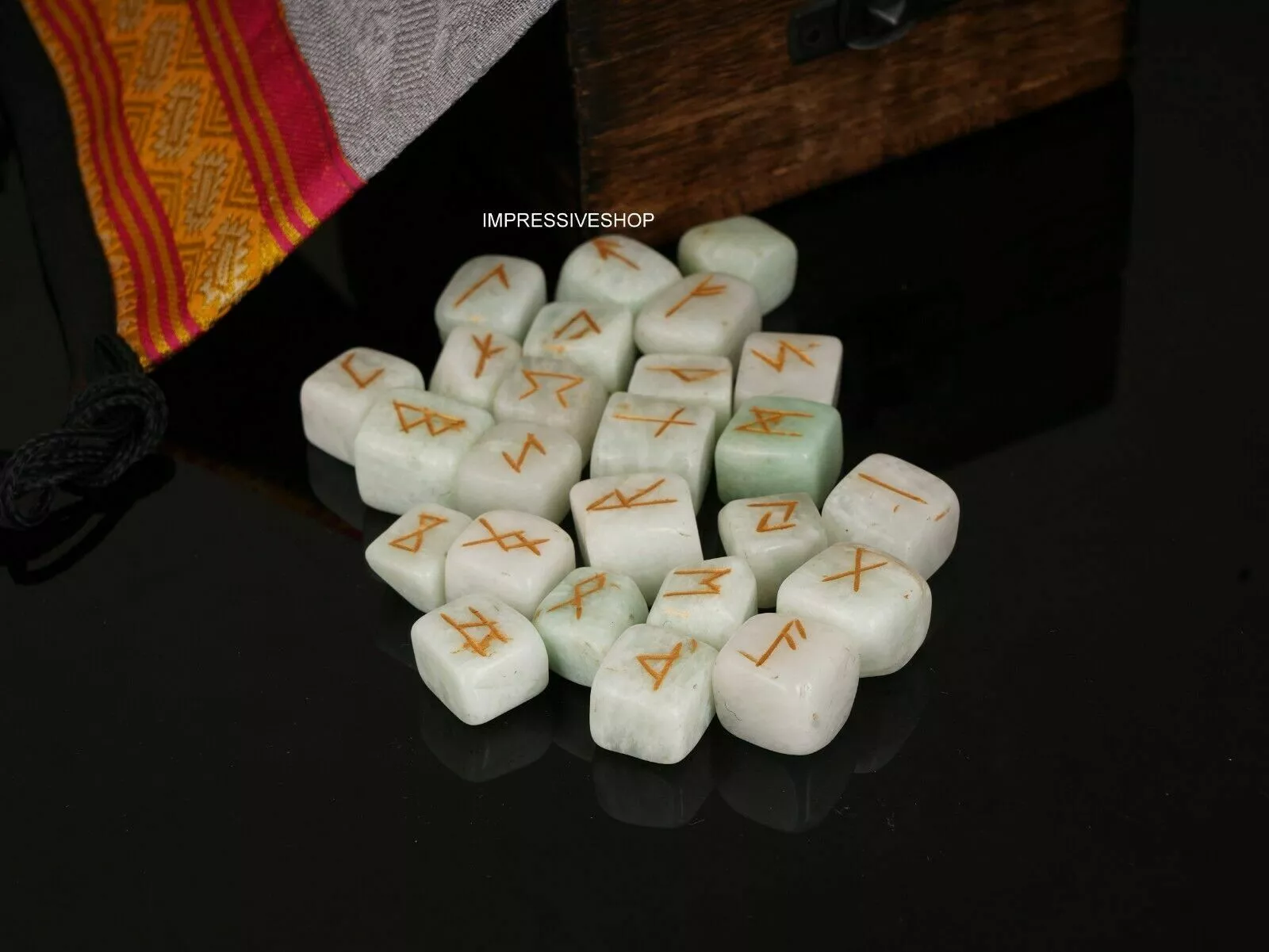 Amazonite Rune Set Symbols Gemstone Healing Crystal Runes 25Pcs ...
