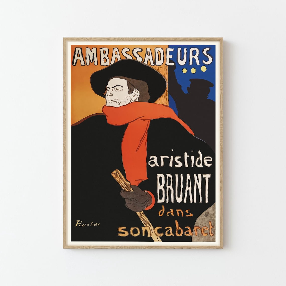 Ambassadeurs Cafe Vintage Ad Poster Fine Art Print Home Decor Retro ...