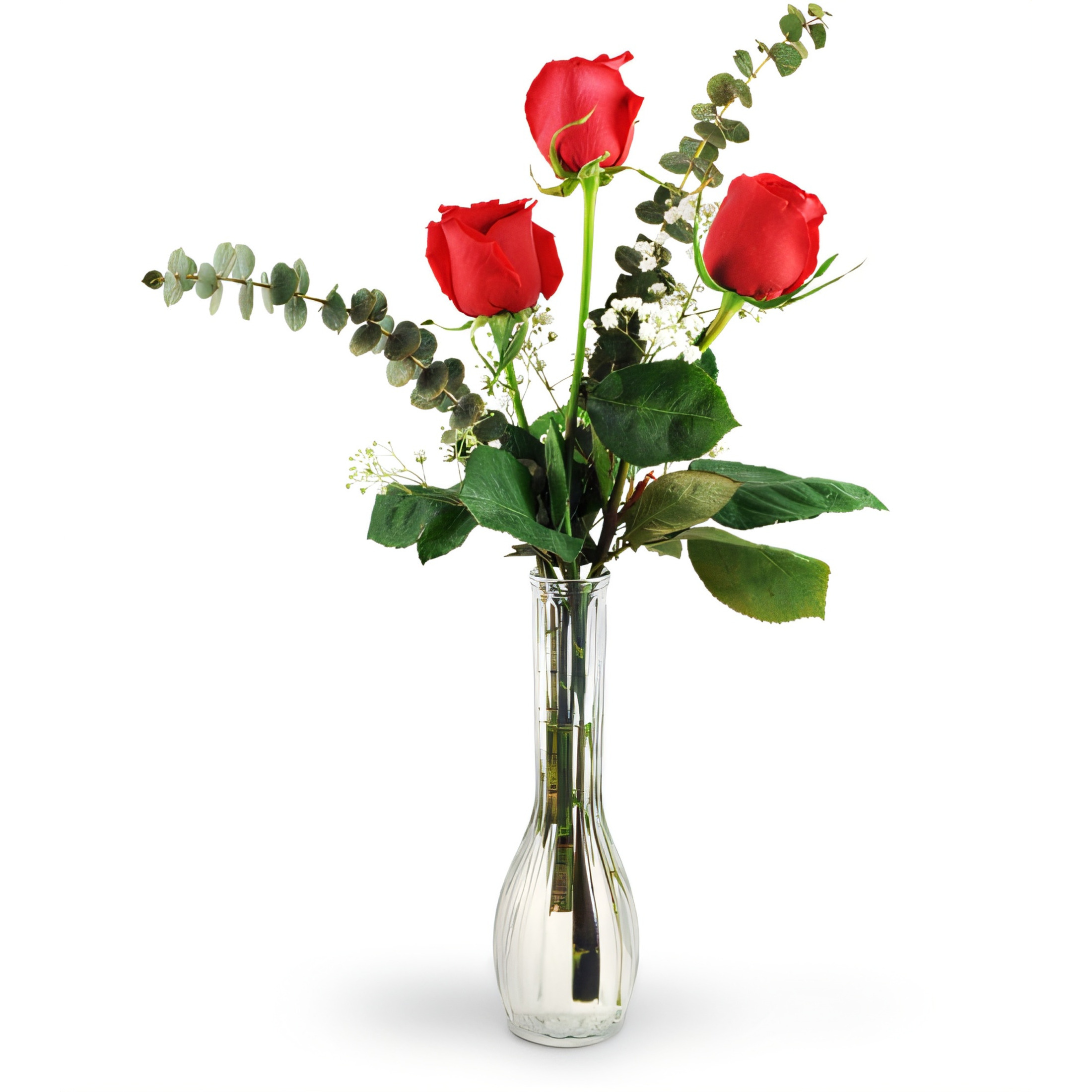 Ambassador Floral Co - Three Red Roses - Deluxe - Walmart.com