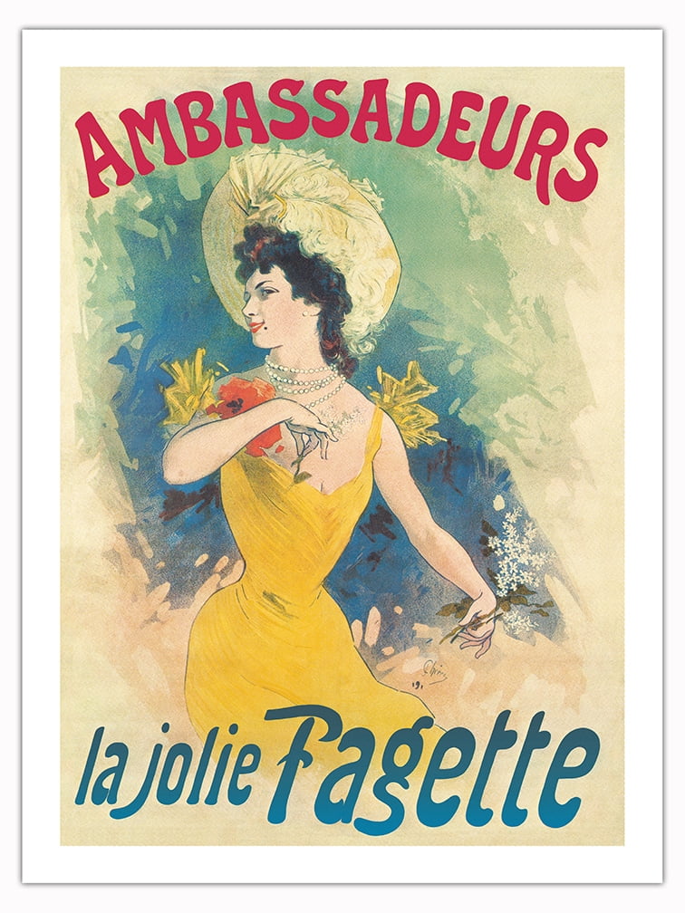 Ambassadors - The Beautiful Fagette - Vintage Cabaret Poster by Jules Chéret c.1800s - Bamboo ...