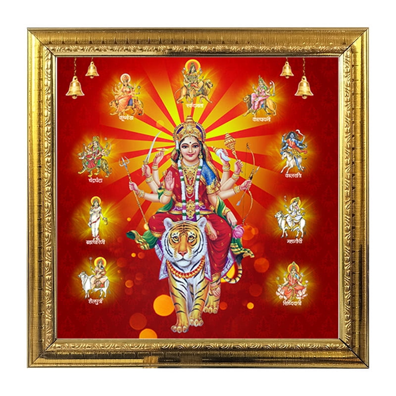 Ambe 9 Forms India God Photo Frame for Pooja Hindu Bhagwan Devi Devta ...