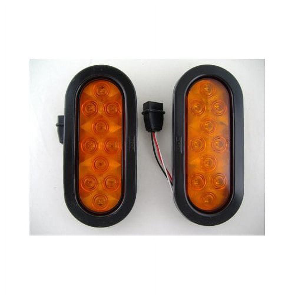 Amber 10 LED 6" Oval Trailer Truck Turn Signal Flasher Running Marker ...