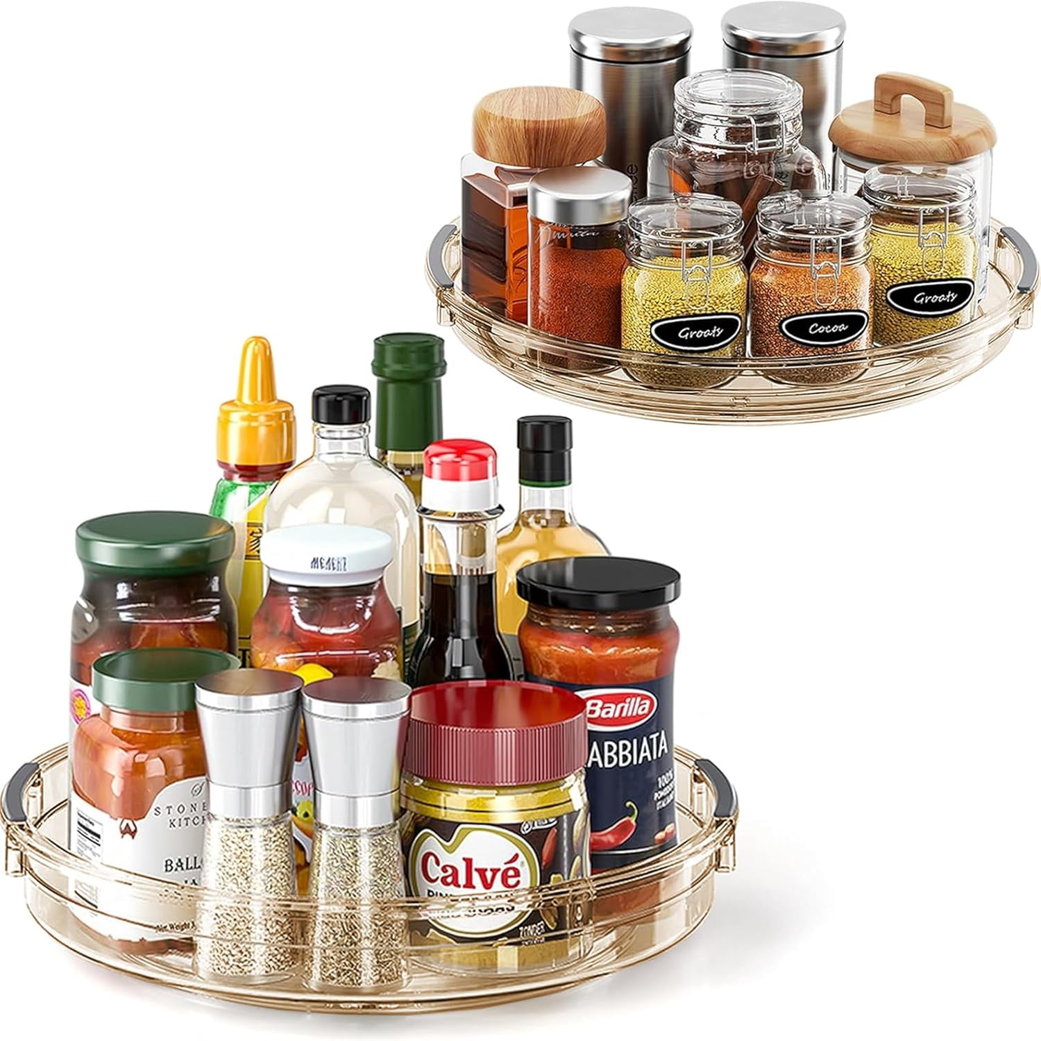 Amber 2 Pack Lazy Susan Turntable Organizer, 10.6'' & 9.25'' Condiment ...