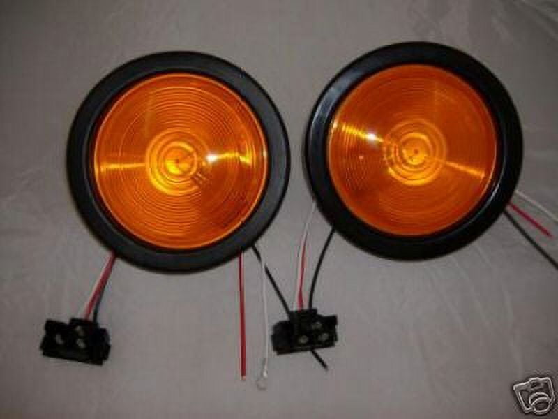 Amber 4" Round RV Truck Trailer Park Turn Signal Flasher Light Kits ...