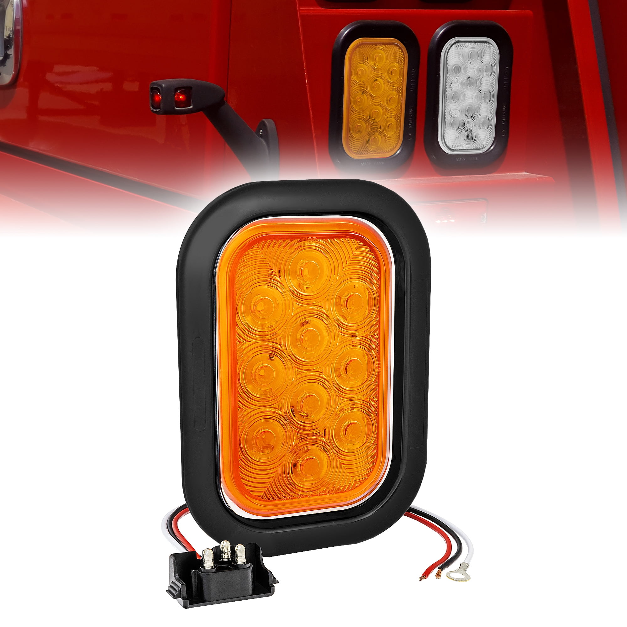 Amber 5" x 3" Rectangular LED Trailer Tail Light Kit [DOT FMVSS 108 ...