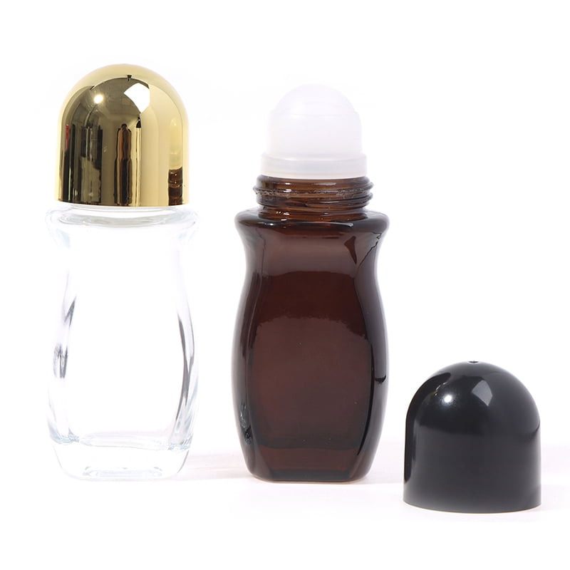 Amber 50ml Glass Roll-On Deodorant Bottle, Refillable Essential Oil ...