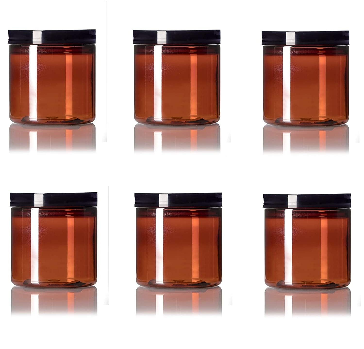 Amber 8 Oz Plastic Jar Black Lid - Walmart.com