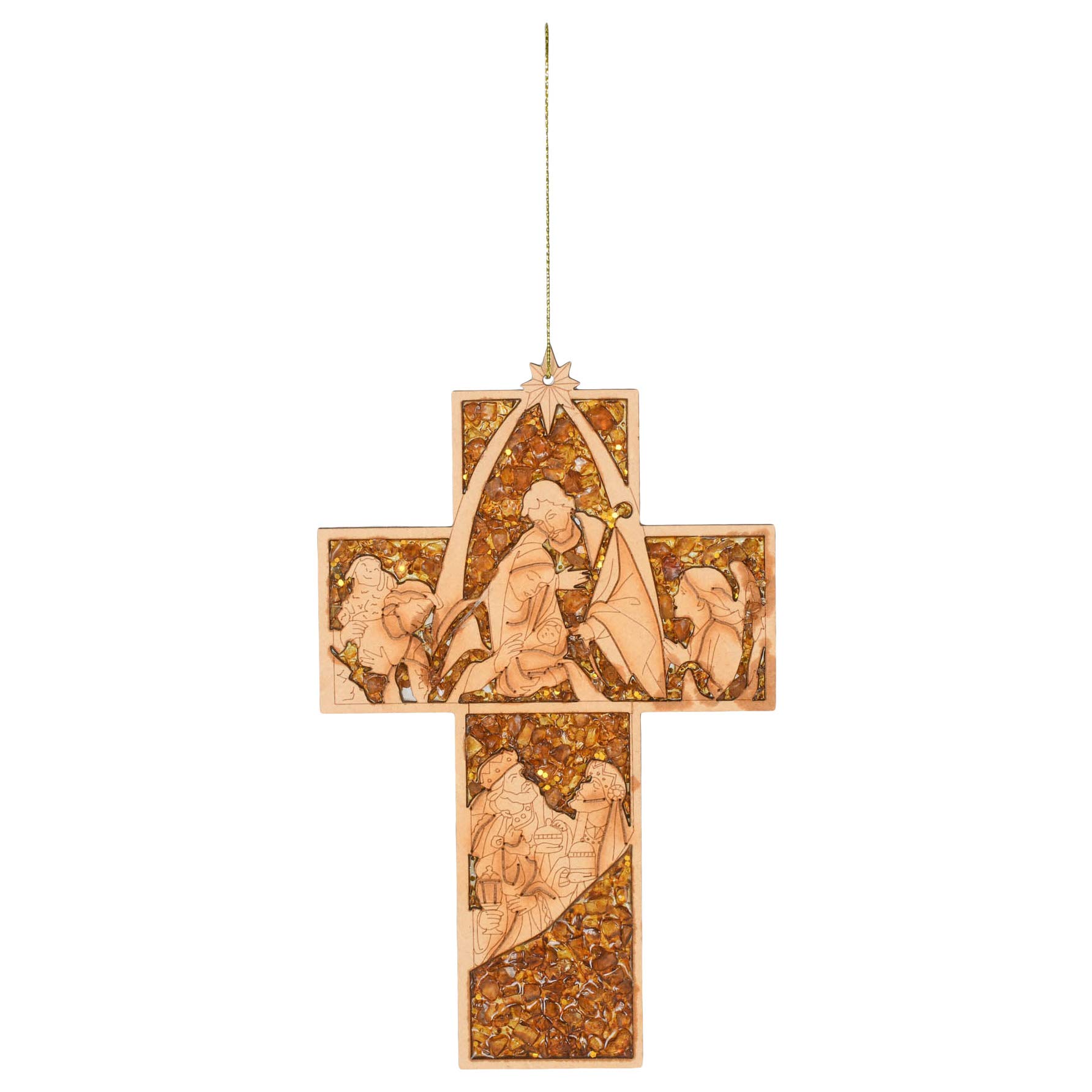 Roman 133061 Holy Family Cross Ornament, 6 inch, Laser and Mica ...