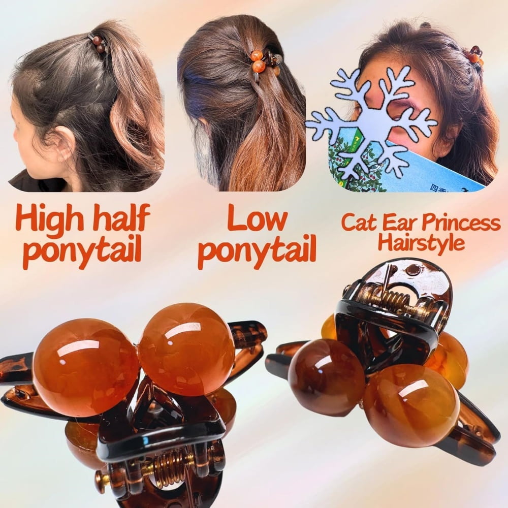 Amber Cherry Medium Hairpin Curved Double Row Small Non Slip Claw Clip ...
