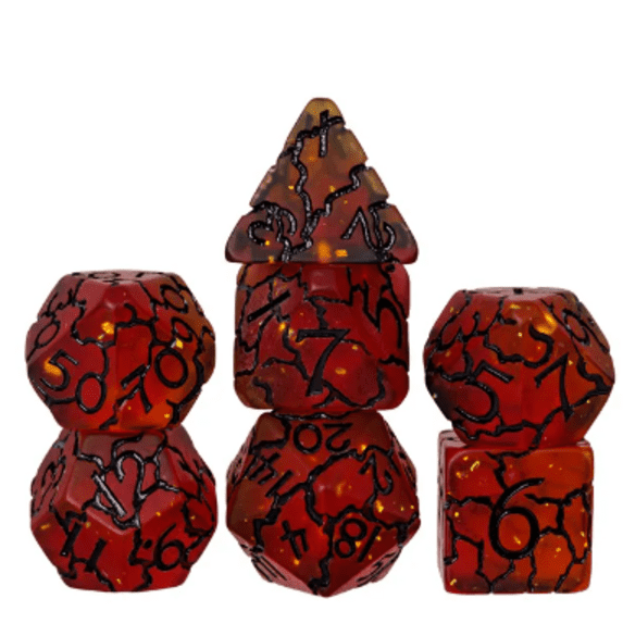 Amber Crackle Dice Set | Poly RPG DnD Dungeons Dragons AD&D Pathfinder ...