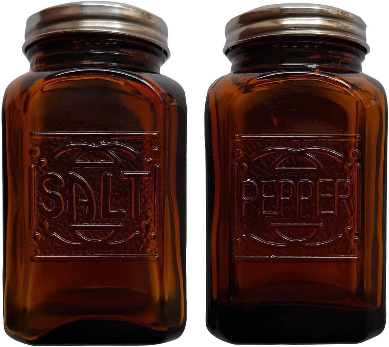 Amber Depression Style Glass Salt & Pepper Shakers - Vintage Tabletop ...