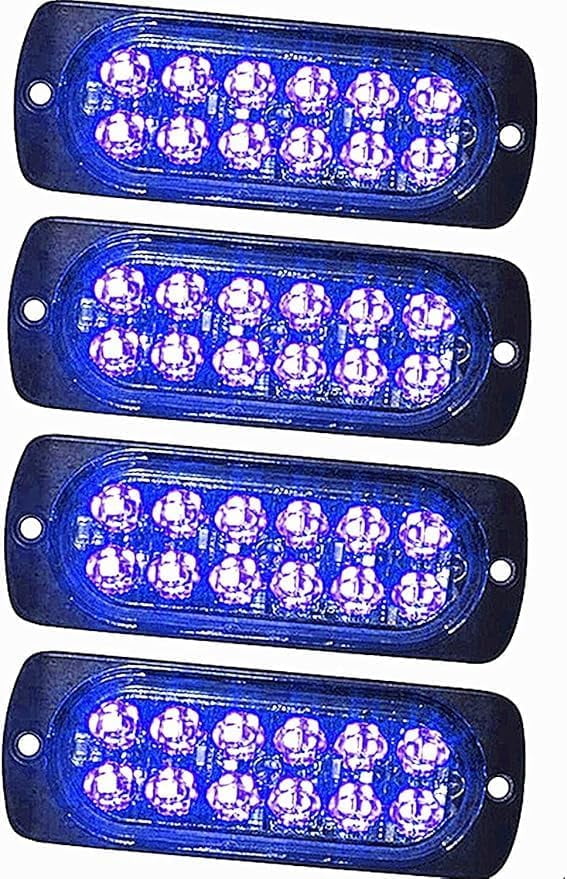 WE Amber Emergency Safety Flashing Lights Bar, Pack of 4 Bright 12 LED ...
