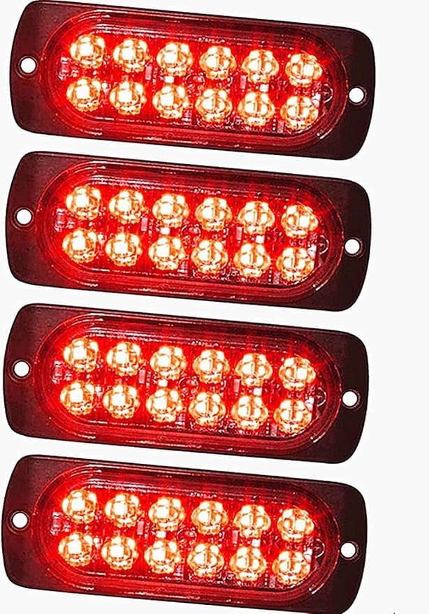 WE Amber Emergency Safety Flashing Lights Bar, Pack of 4 Bright 12 LED ...