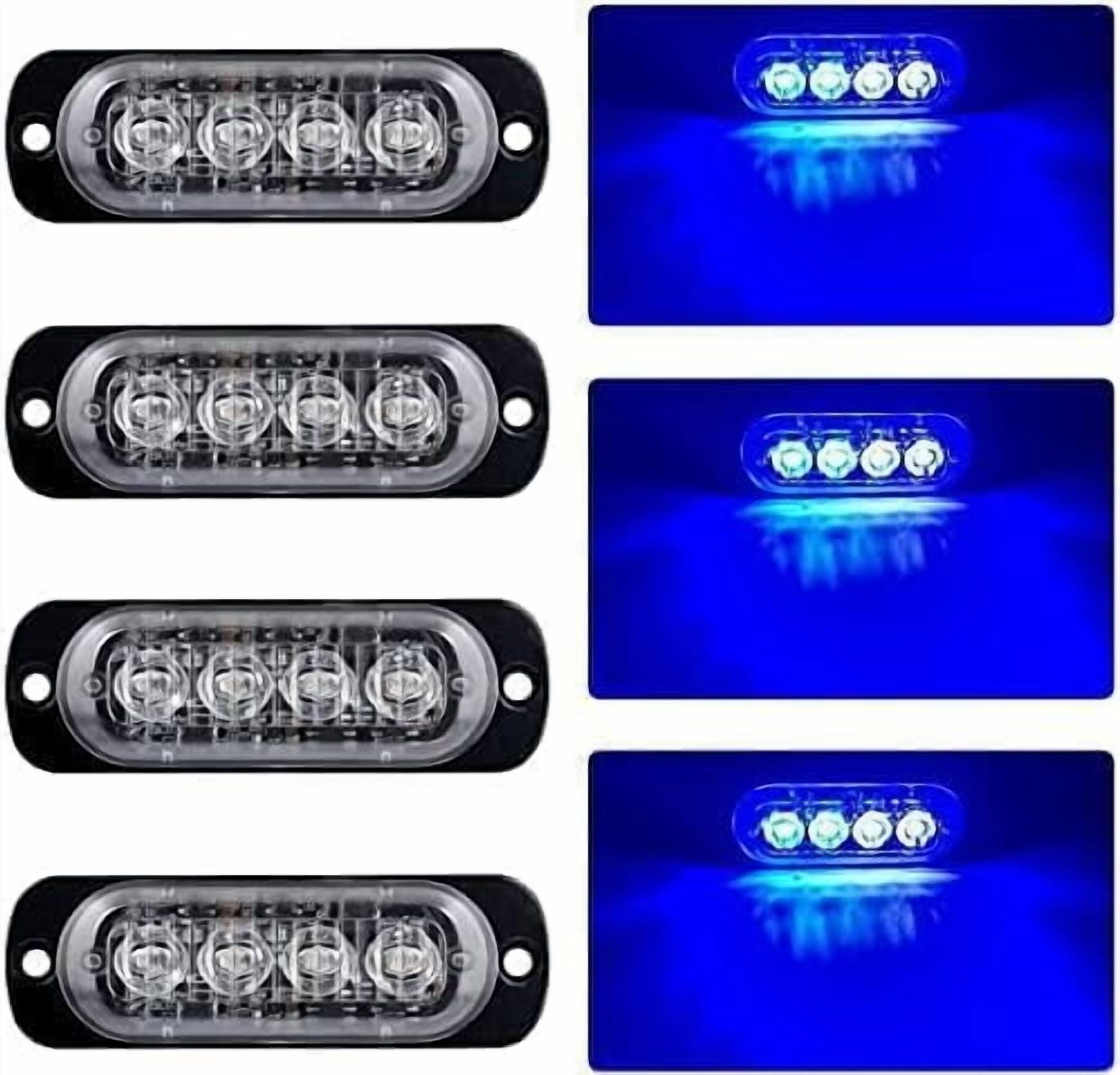 WE Amber Emergency Safety Flashing Lights Bar, Pack of 4 Bright 4 LED ...