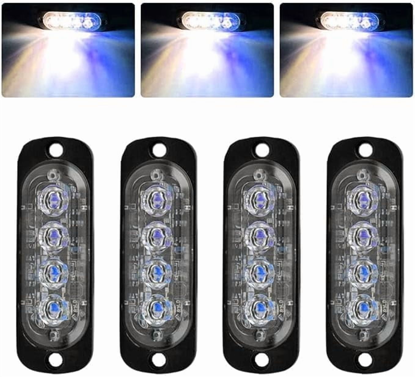 WE Amber Emergency Safety Flashing Lights Bar, Pack of 4 Bright 4 LED ...