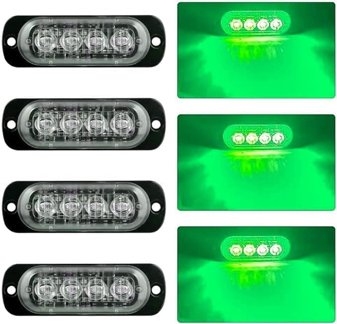 WE Amber Emergency Safety Flashing Lights Bar, Pack of 4 Bright 4 LED ...