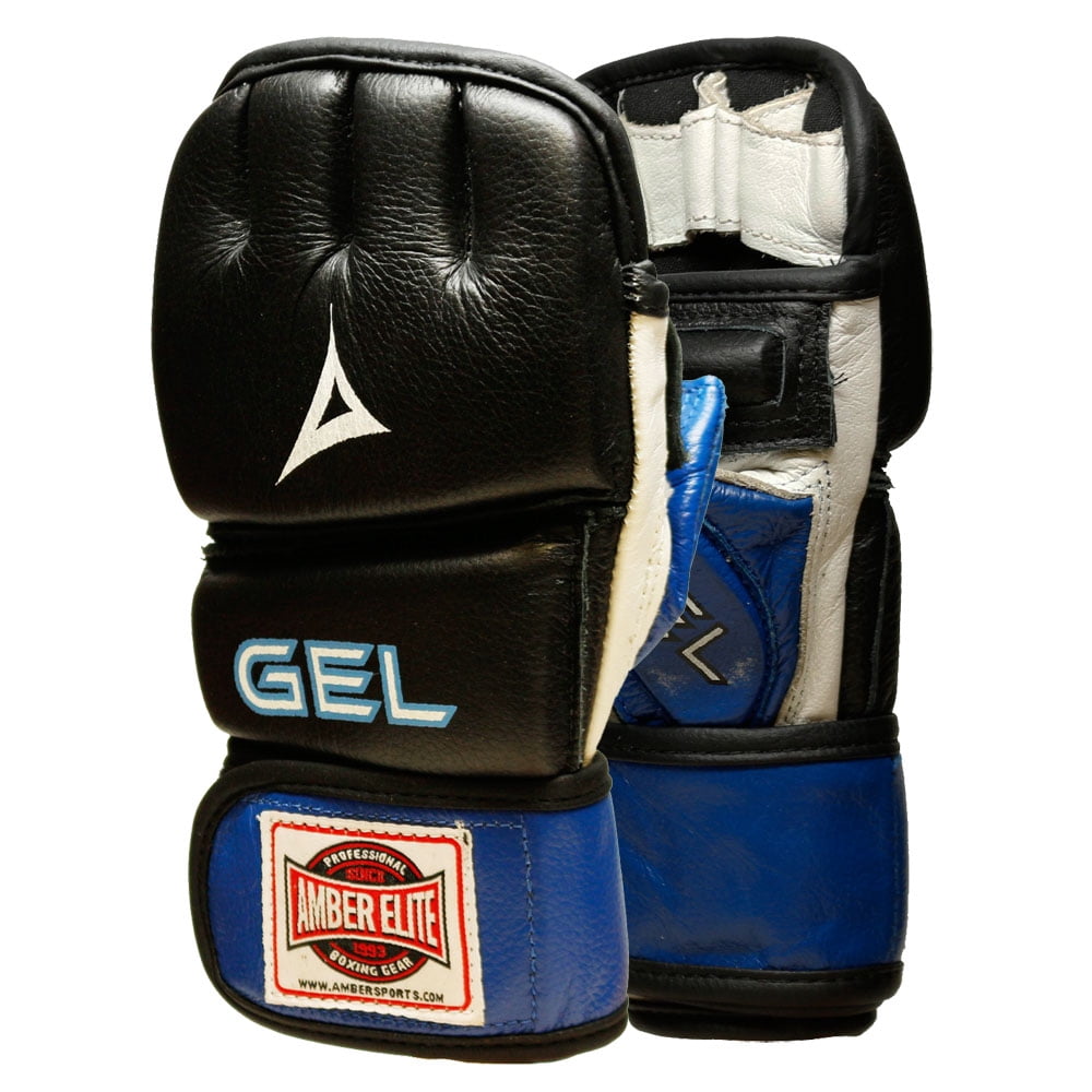 Amber Fight Gear Gel Sparring MMA Glove Real Leather Grappling Martial ...
