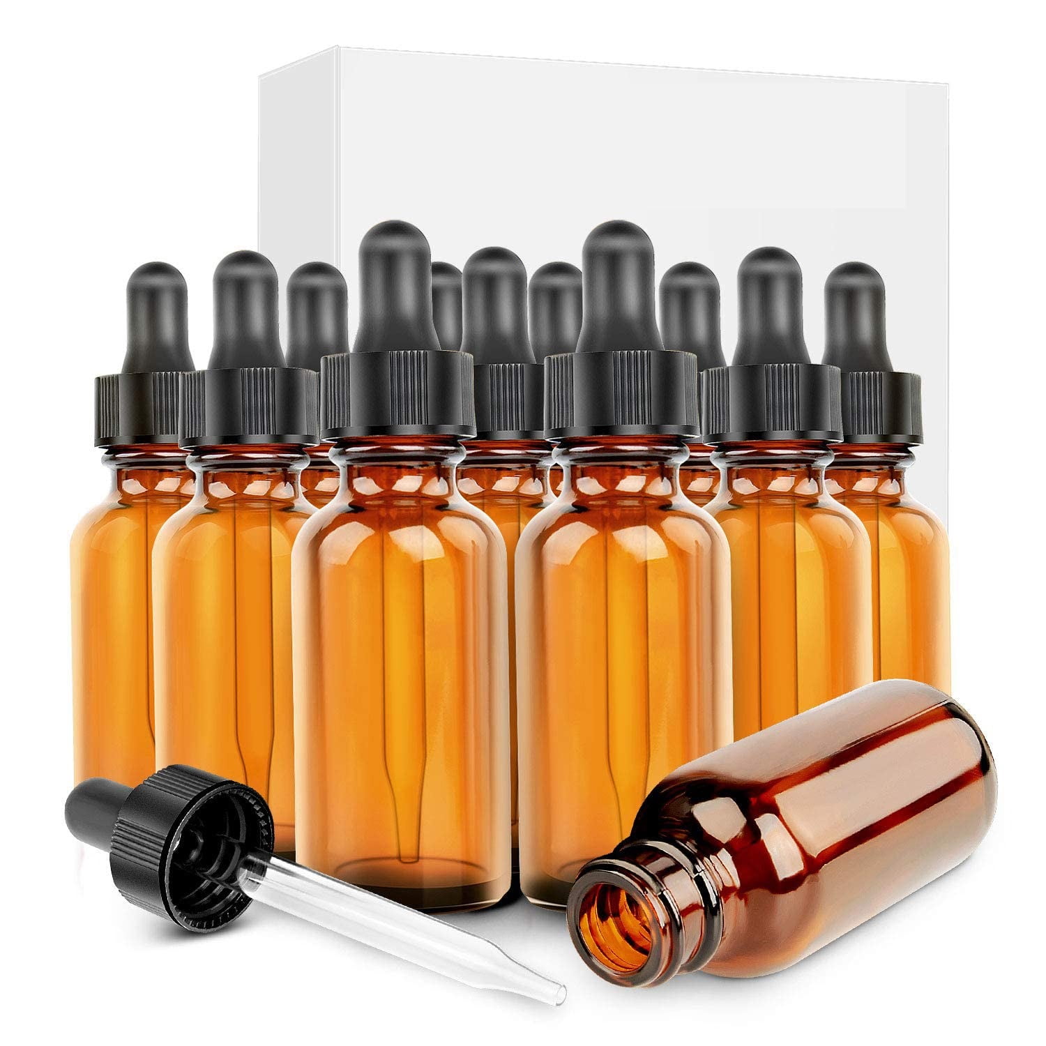 Plastic Bottles 1 oz / 30 ml Amber Pack of 12 with Child-Resistant ...