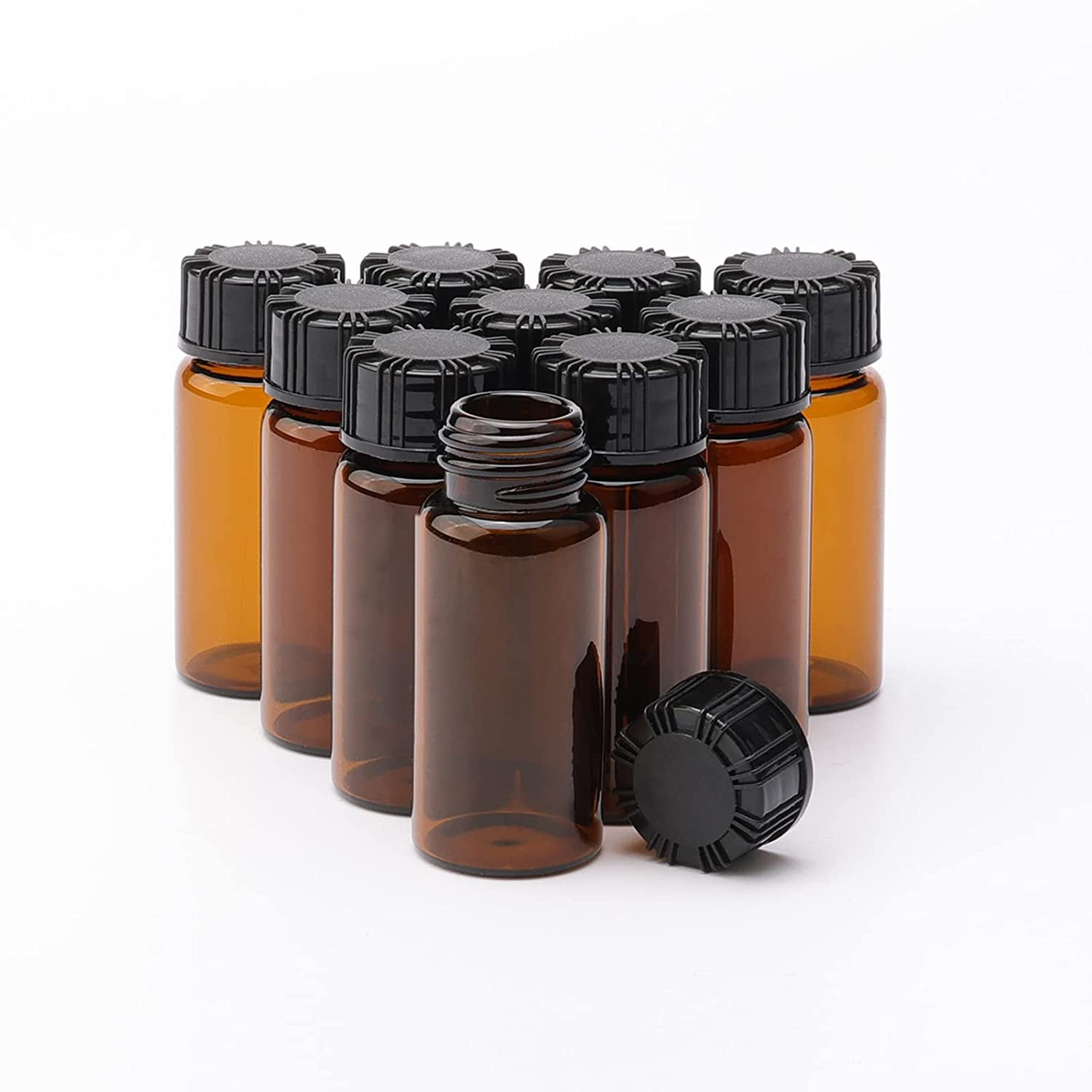 JIUWU Amber Glass Bottles, Essential Oil Sample Collection, 10ml, Pack ...
