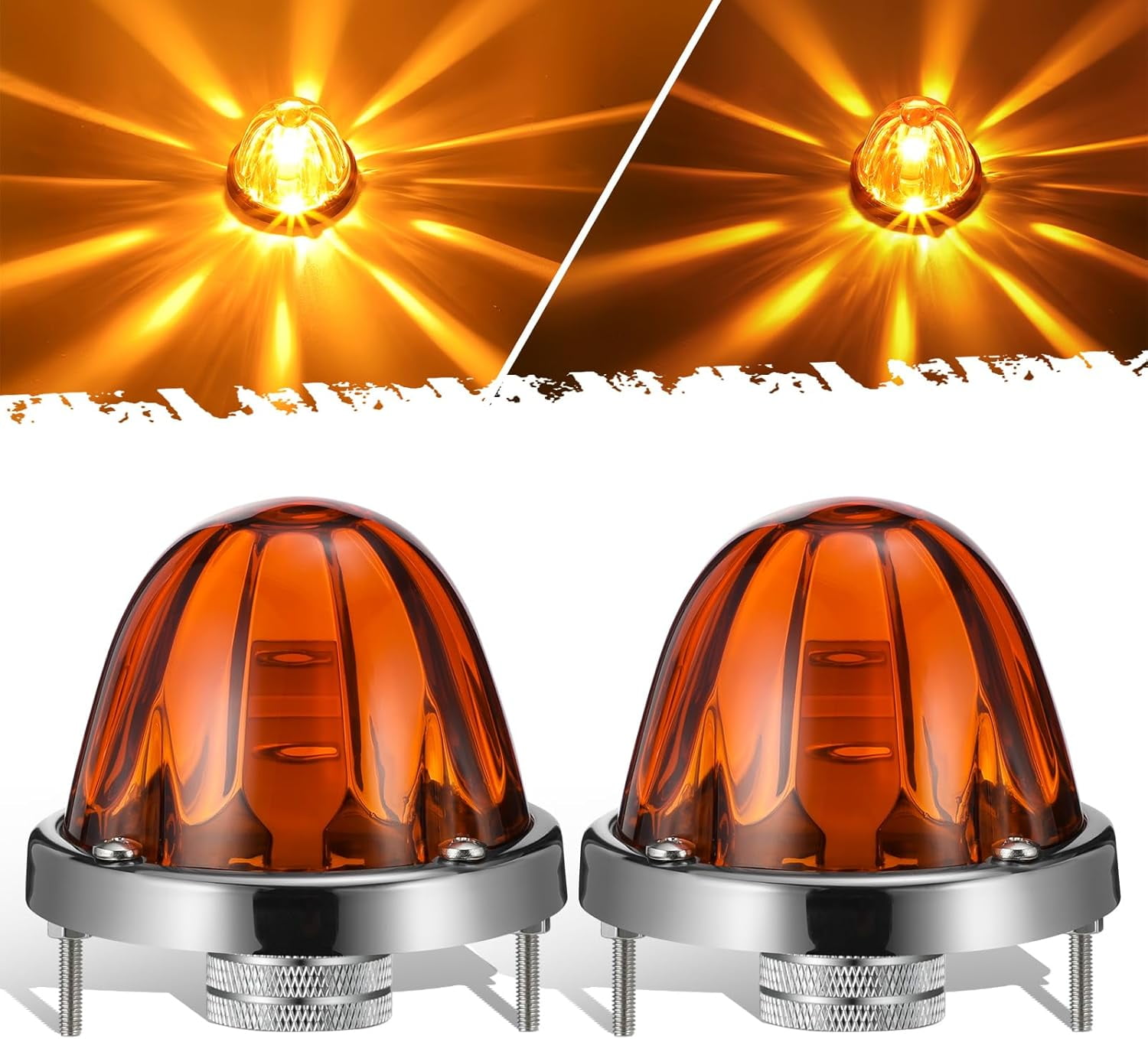 Amber Glass Lens Watermelon Lights Amber LED Side Marker Turn Signal ...