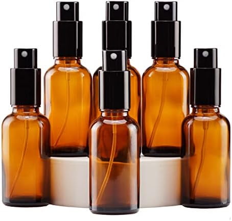 Amber Glass Spray Bottles 1oz, with Small Fine Mist Spray, Metal Cap ...