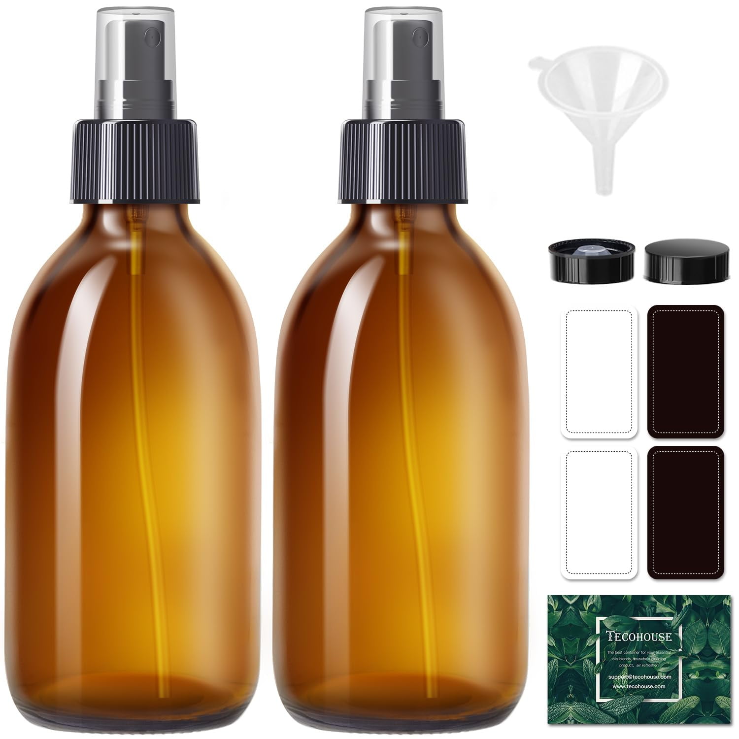 Amber Glass Spray Bottles Set 8.8 oz 2-Pack with Durable Nozzles ...